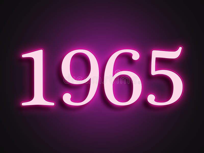 Pink Glowing Neon Light Text Effect of Number 1965. Stock Illustration ...