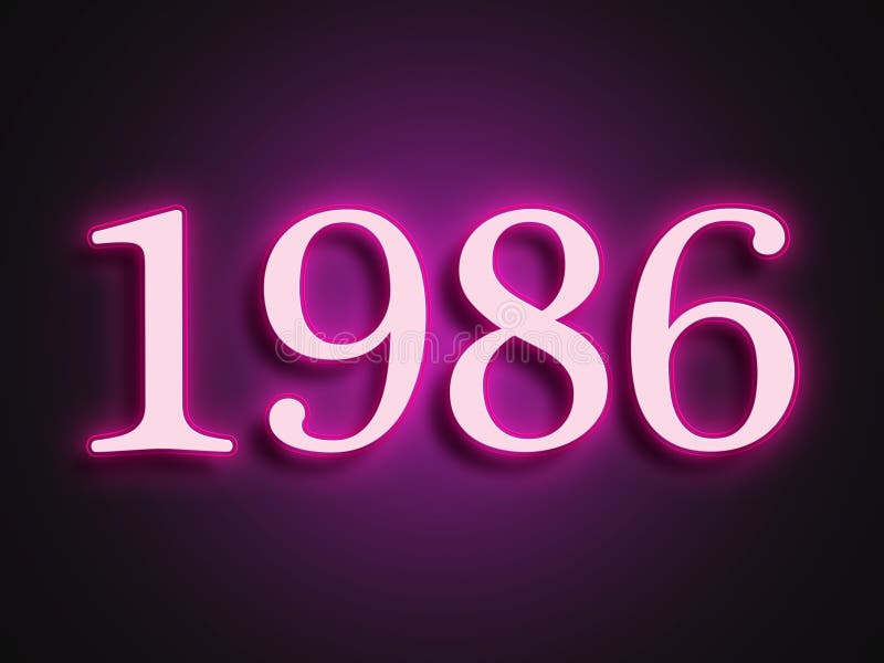 Pink Glowing Neon Light Text Effect of Number 1986. Stock Illustration ...