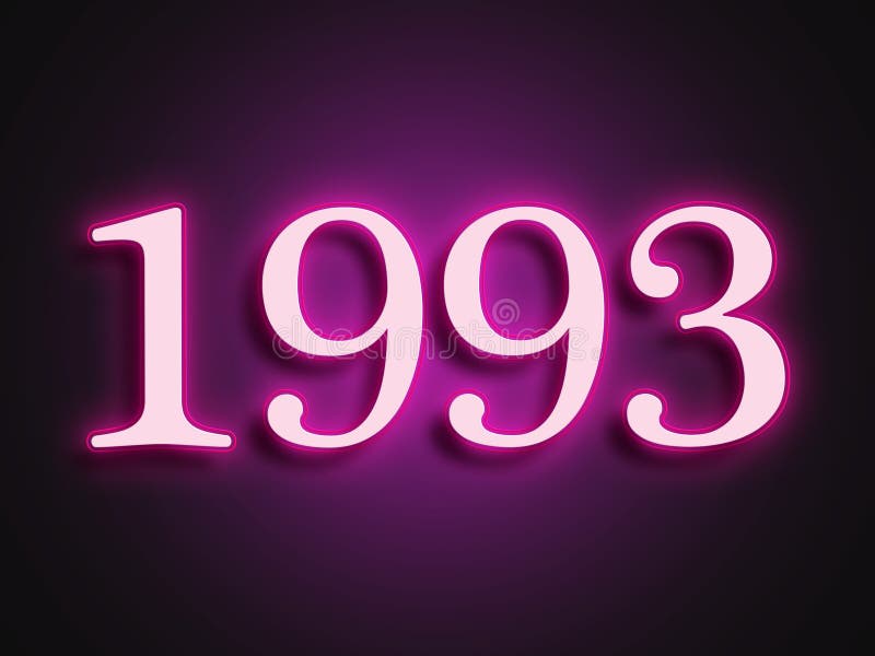 Pink Glowing Neon Light Text Effect of Number 1993. Stock Photo - Image ...