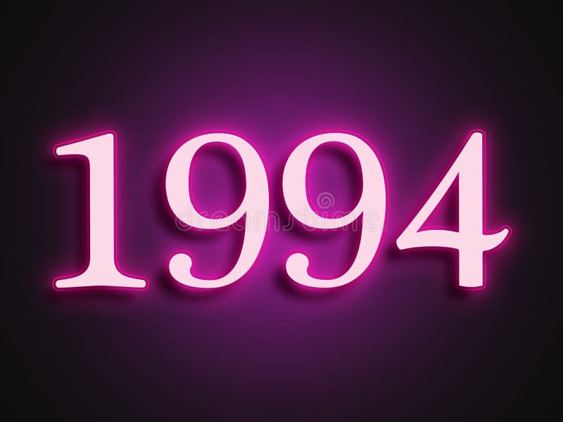 Pink Glowing Neon Light Text Effect of Number 1994. Stock Illustration ...