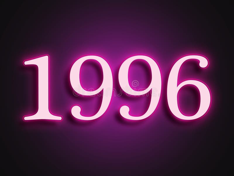 Pink Glowing Neon Light Text Effect of Number 1996. Stock Image - Image ...