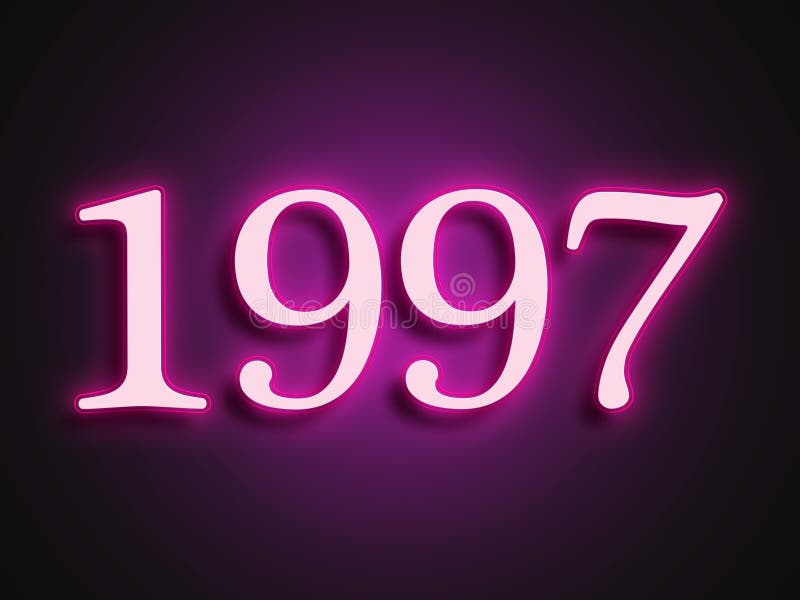Pink Glowing Neon Light Text Effect of Number 1997. Stock Photo - Image ...