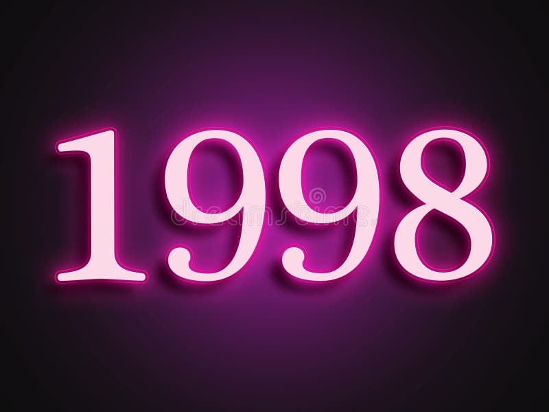 Pink Glowing Neon Light Text Effect of Number 1998. Stock Image - Image ...
