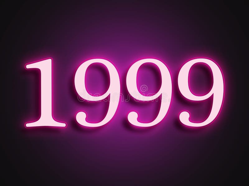 Pink Glowing Neon Light Text Effect of Number 1999. Stock Illustration ...