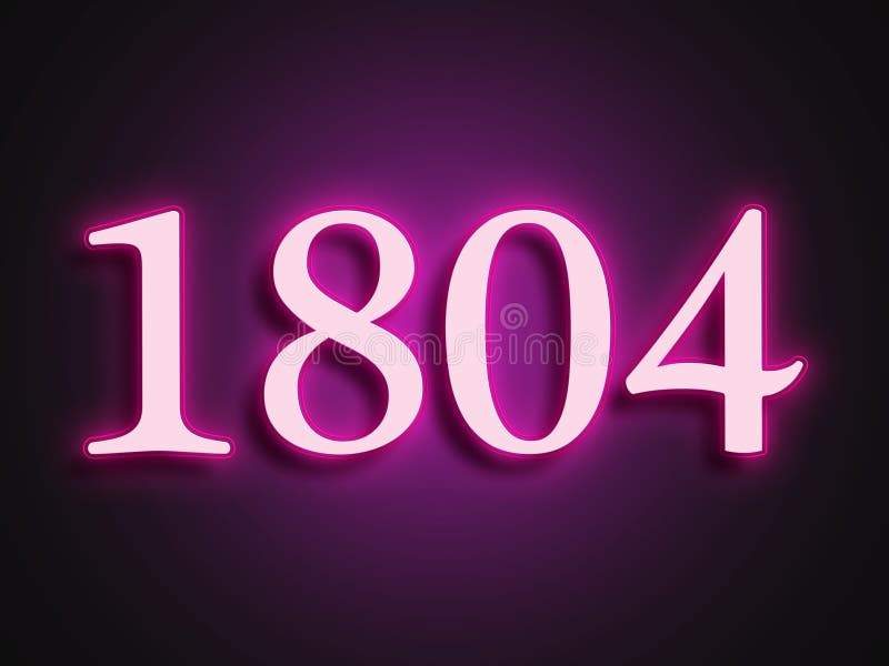 Pink Glowing Neon Light Text Effect of Number 1804. Stock Illustration ...