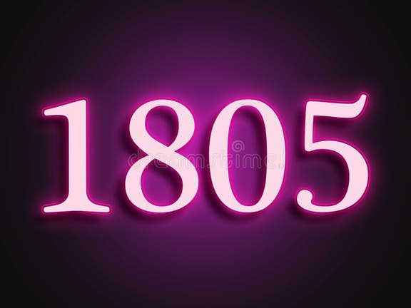 Pink Glowing Neon Light Text Effect of Number 1805. Stock Illustration ...