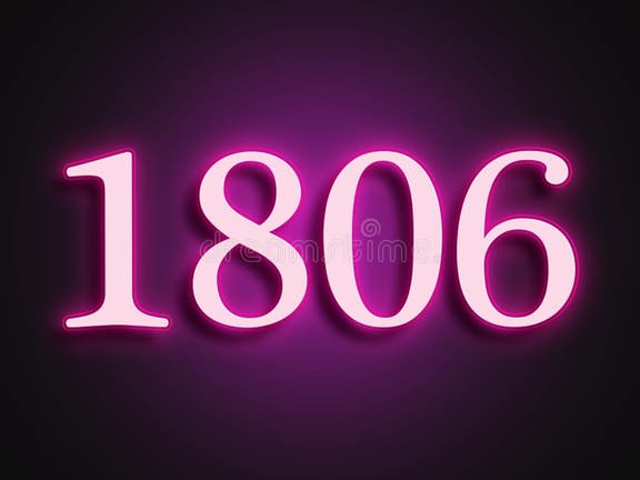 Pink Glowing Neon Light Text Effect of Number 1806. Stock Illustration ...