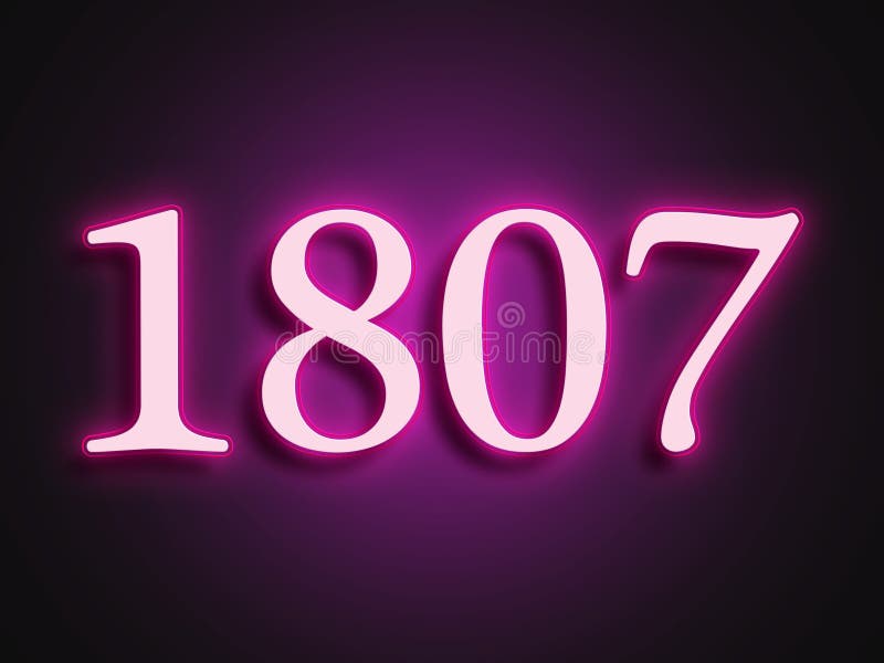 Pink Glowing Neon Light Text Effect of Number 1807. Stock Illustration ...