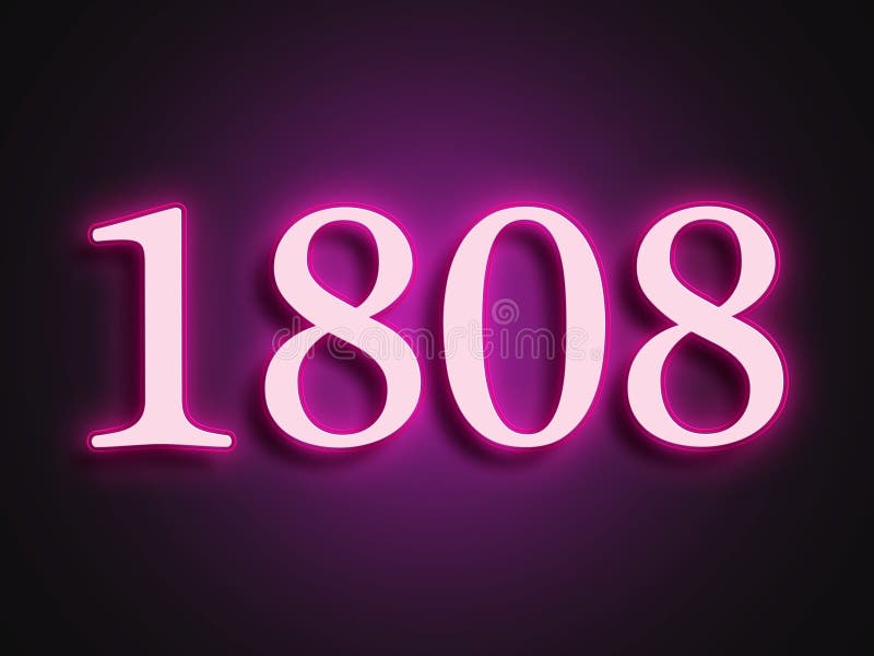 Pink Glowing Neon Light Text Effect of Number 1808. Stock Illustration ...