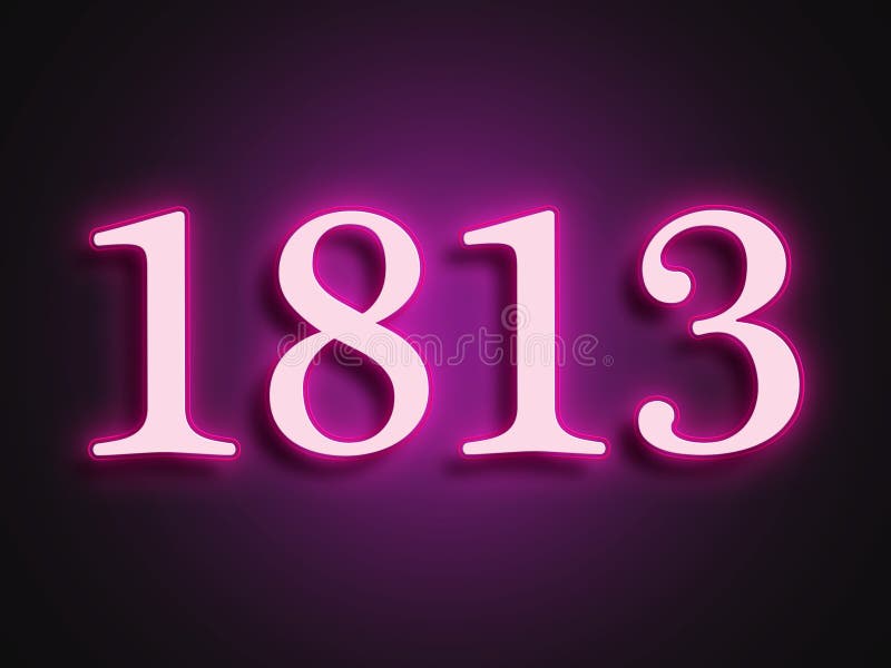 Pink Glowing Neon Light Text Effect of Number 1813. Stock Photo - Image ...