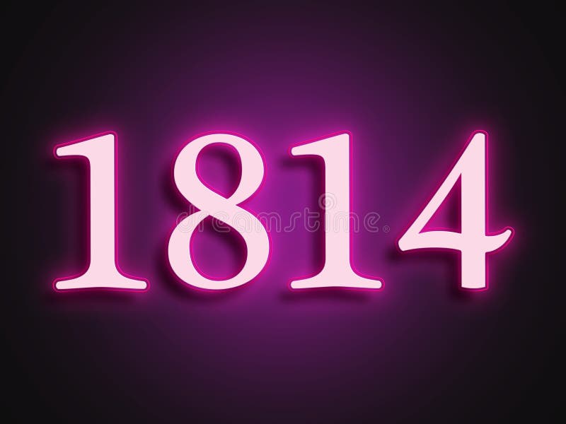Pink Glowing Neon Light Text Effect of Number 1814. Stock Illustration ...