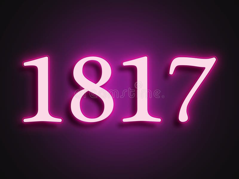 Pink Glowing Neon Light Text Effect of Number 1817. Stock Photo - Image ...