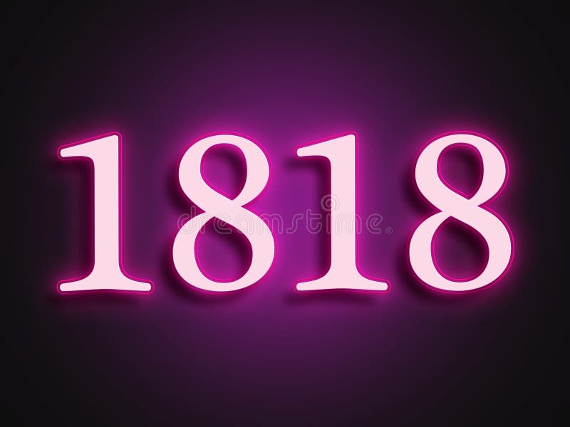Pink Glowing Neon Light Text Effect of Number 1818. Stock Photo - Image ...