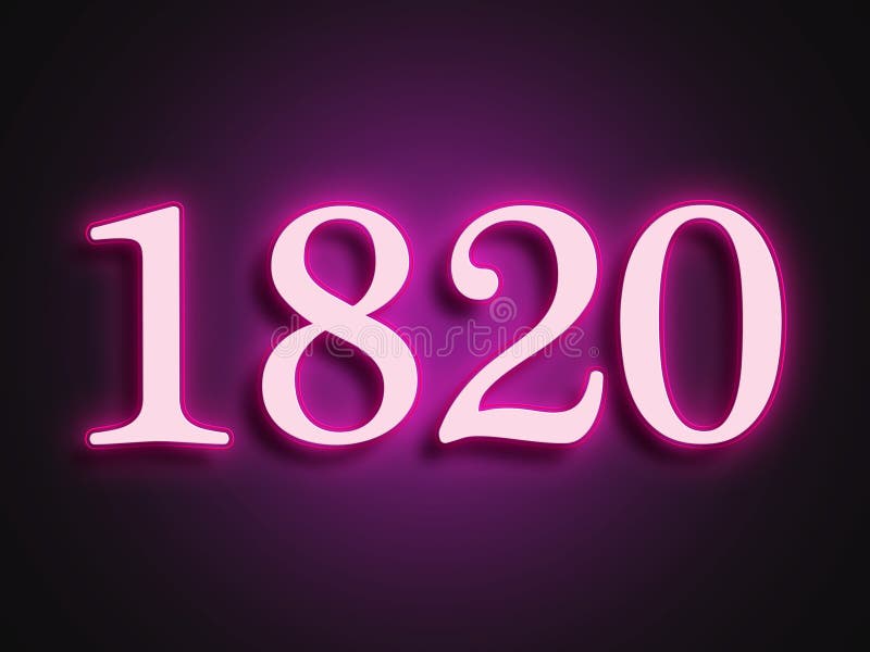 Pink Glowing Neon Light Text Effect of Number 1820. Stock Photo - Image ...