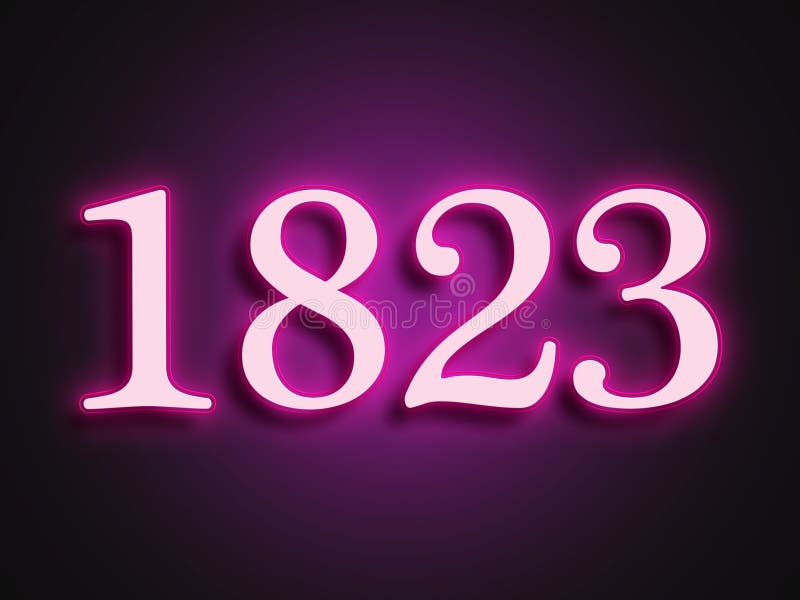 Pink Glowing Neon Light Text Effect of Number 1823. Stock Photo - Image ...