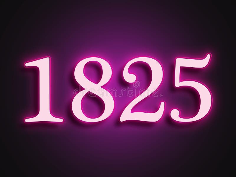 Pink Glowing Neon Light Text Effect of Number 1825. Stock Photo - Image ...