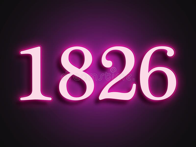 Pink Glowing Neon Light Text Effect of Number 1826. Stock Photo - Image ...