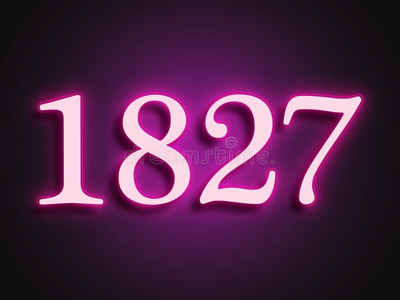 Pink Glowing Neon Light Text Effect of Number 1827. Stock Image - Image ...