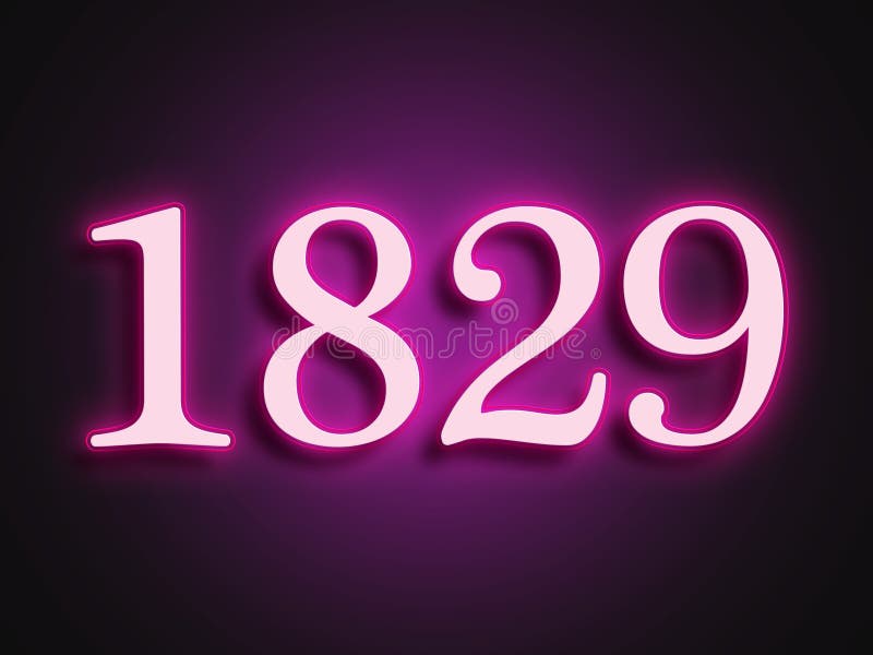 Pink Glowing Neon Light Text Effect of Number 1829. Stock Photo - Image ...