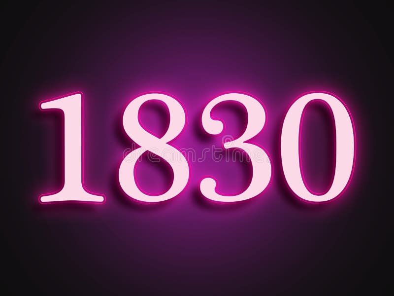 Pink Glowing Neon Light Text Effect of Number 1830. Stock Image - Image ...