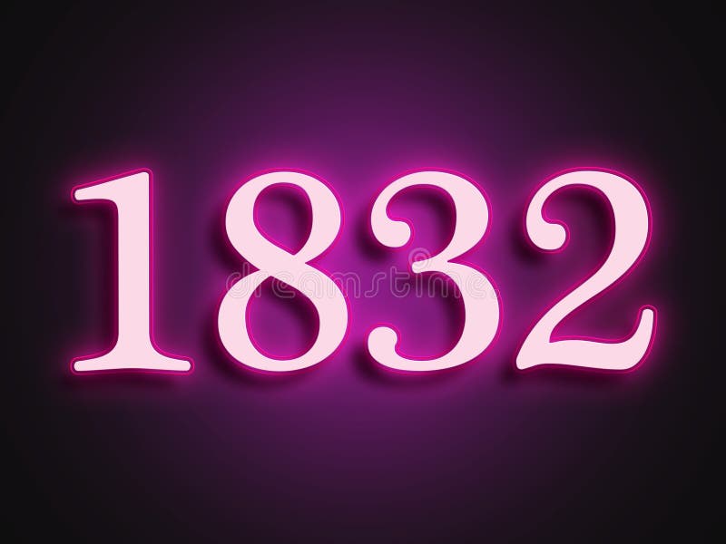 Pink Glowing Neon Light Text Effect of Number 1832. Stock Image - Image ...