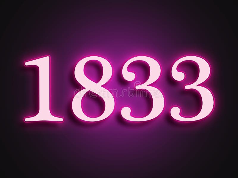 Pink Glowing Neon Light Text Effect of Number 1833. Stock Illustration ...