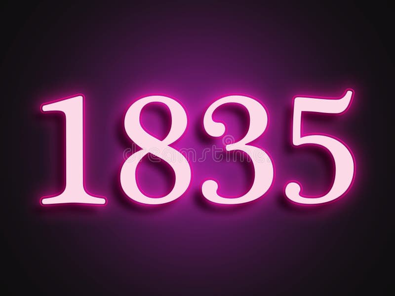 Pink Glowing Neon Light Text Effect of Number 1835. Stock Photo - Image ...