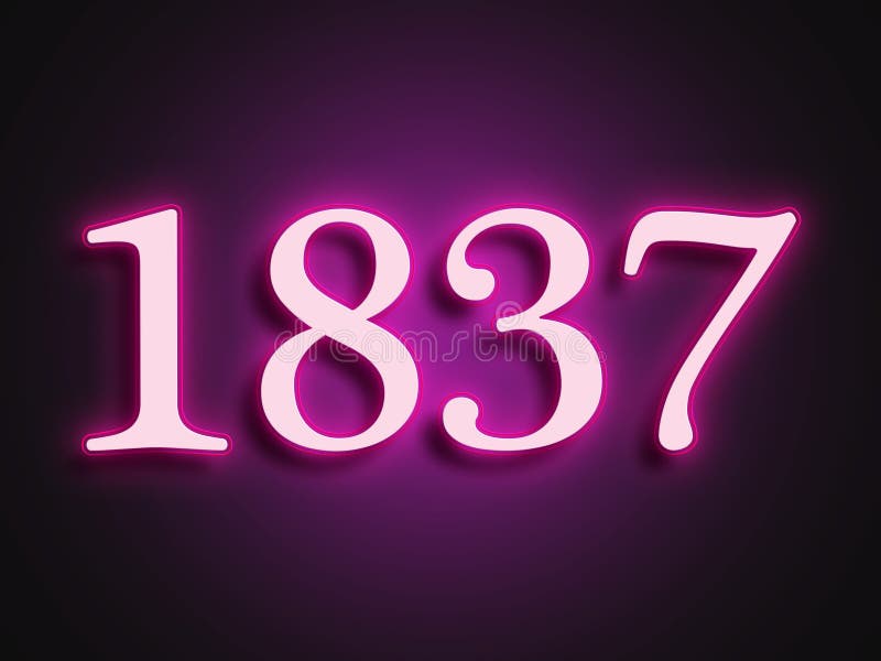 Pink Glowing Neon Light Text Effect of Number 1837. Stock Image - Image ...
