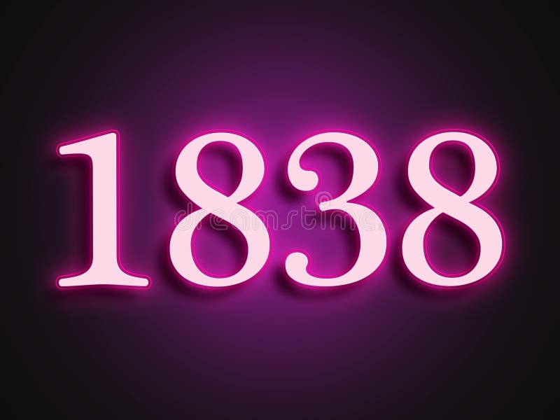 Pink Glowing Neon Light Text Effect of Number 1838. Stock Image - Image ...