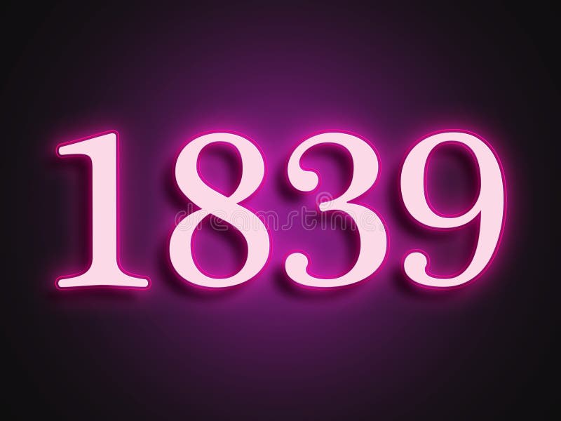 Pink Glowing Neon Light Text Effect of Number 1839. Stock Image - Image ...