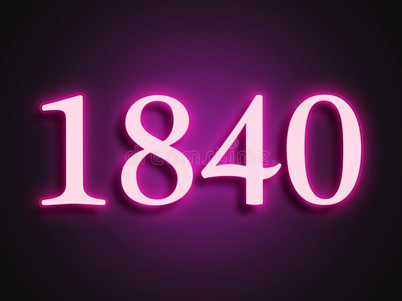 Pink Glowing Neon Light Text Effect of Number 1840. Stock Photo - Image ...