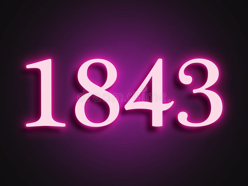 Pink Glowing Neon Light Text Effect of Number 1843. Stock Photo - Image ...