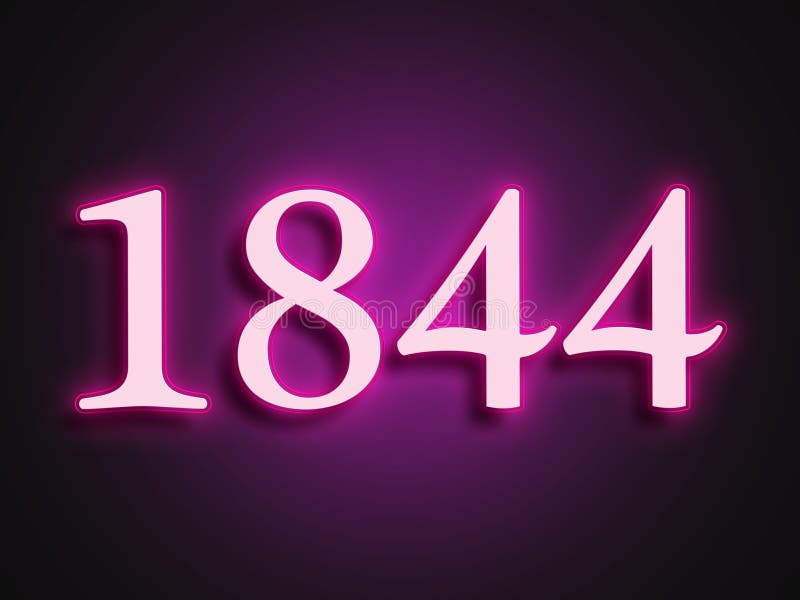 Pink Glowing Neon Light Text Effect of Number 1844. Stock Image - Image ...