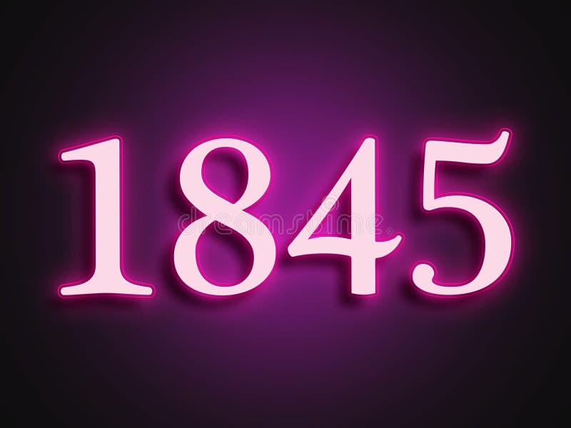 Pink Glowing Neon Light Text Effect of Number 1845. Stock Photo - Image ...