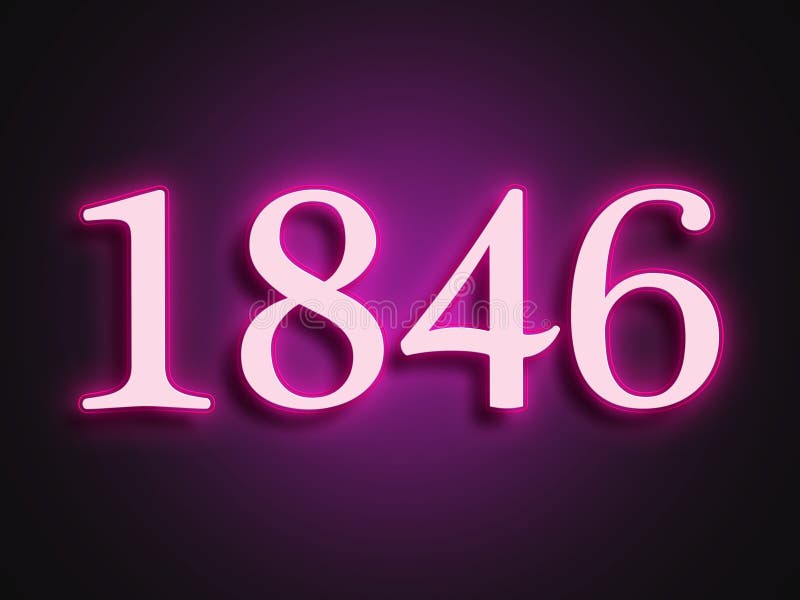 Pink Glowing Neon Light Text Effect of Number 1846. Stock Illustration ...
