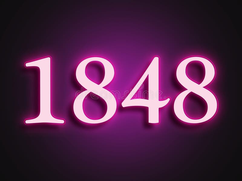 Pink Glowing Neon Light Text Effect of Number 1848. Stock Photo - Image ...