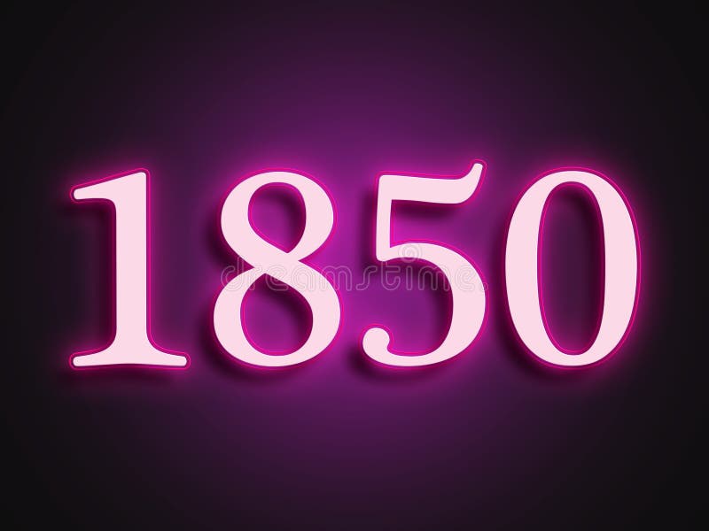 Pink Glowing Neon Light Text Effect of Number 1850. Stock Image - Image ...