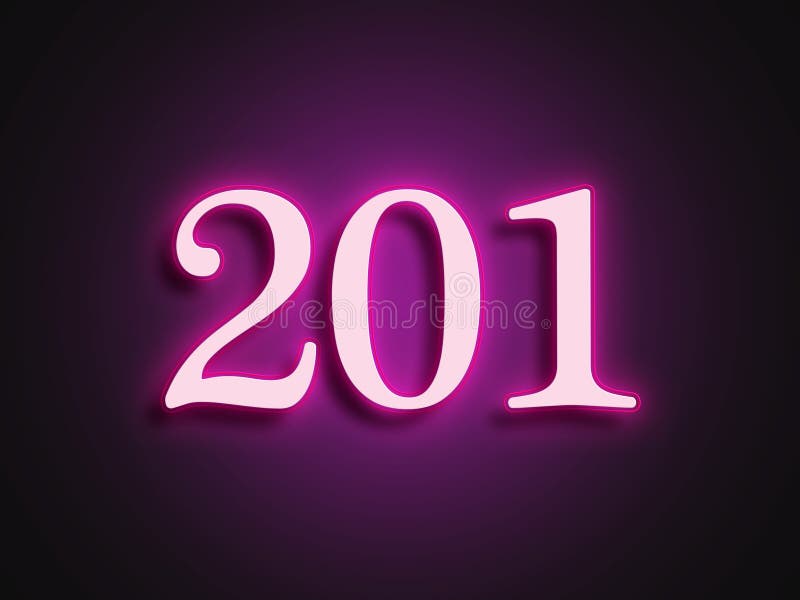 Pink Glowing Neon Light Text Effect of Number 201. Stock Photo - Image ...
