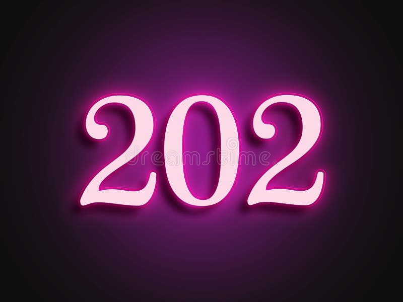 Pink Glowing Neon Light Text Effect of Number 202. Stock Photo - Image ...