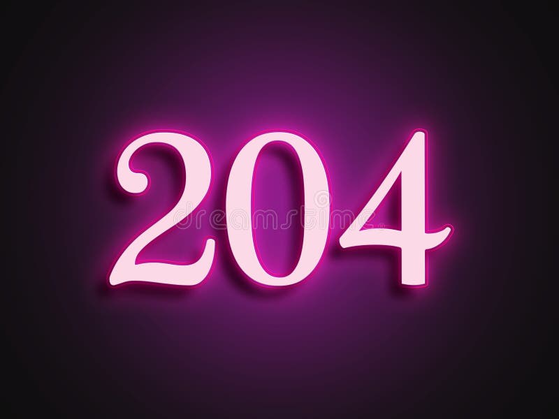 Pink Glowing Neon Light Text Effect of Number 204. Stock Photo - Image ...