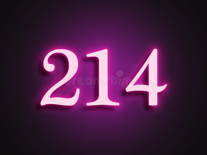 Pink Glowing Neon Light Text Effect of Number 214. Stock Photo - Image ...