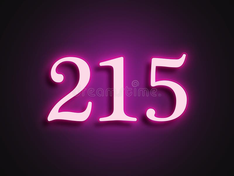 Pink Glowing Neon Light Text Effect of Number 215. Stock Illustration ...