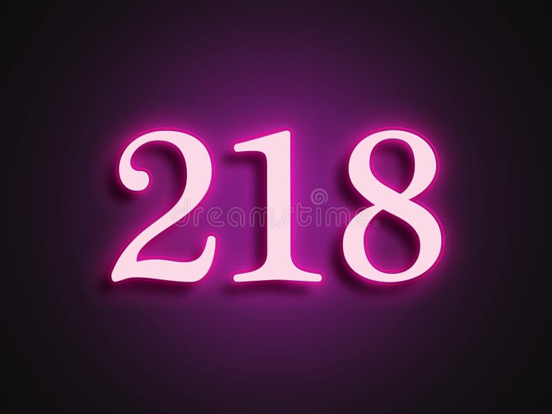 Pink Glowing Neon Light Text Effect of Number 218. Stock Image - Image ...