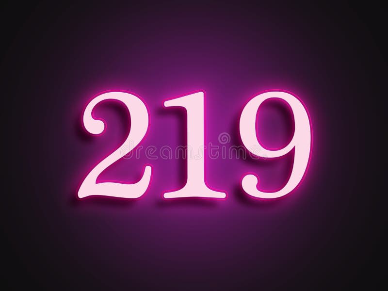 Pink Glowing Neon Light Text Effect of Number 219. Stock Photo - Image ...