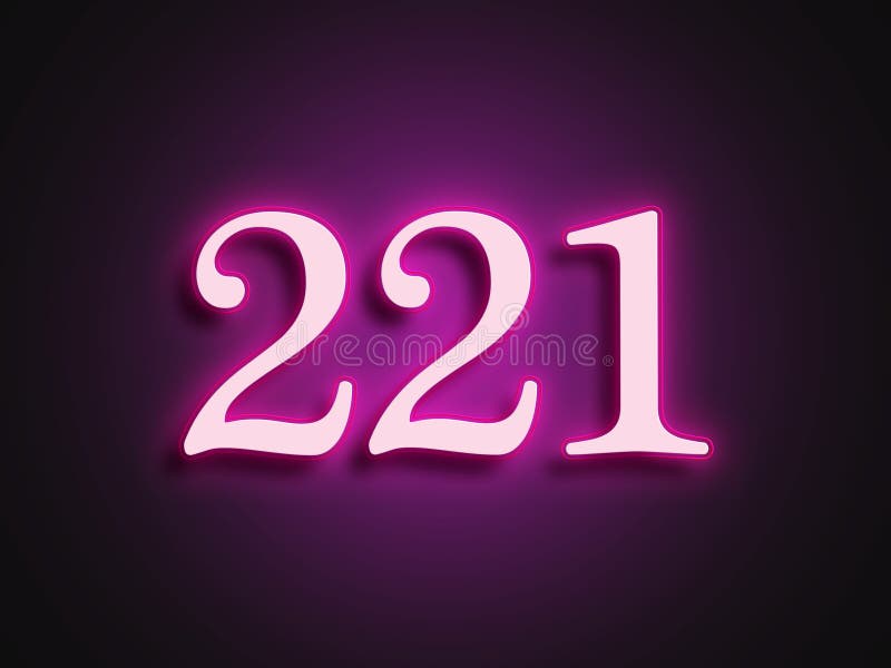 Pink Glowing Neon Light Text Effect of Number 221. Stock Photo - Image ...