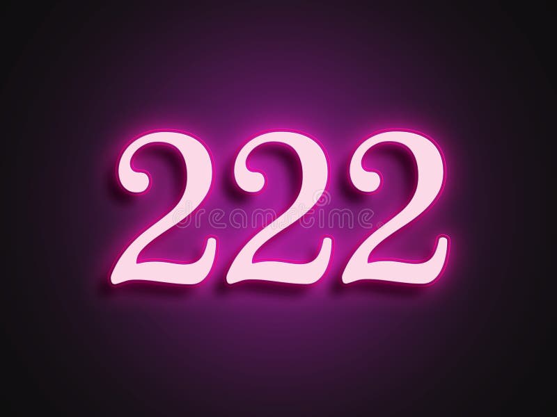 Pink Glowing Neon Light Text Effect of Number 222. Stock Image - Image ...