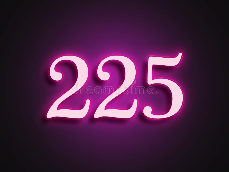 Pink Glowing Neon Light Text Effect of Number 225. Stock Photo - Image ...