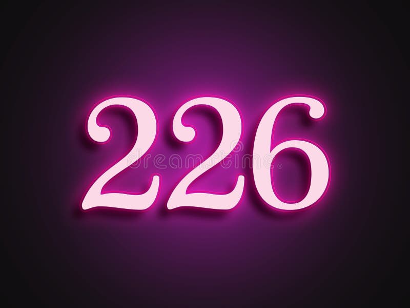 Pink Glowing Neon Light Text Effect of Number 226. Stock Photo - Image ...