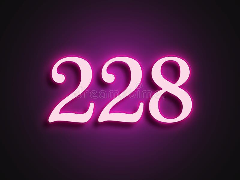 Pink Glowing Neon Light Text Effect of Number 228. Stock Photo - Image ...