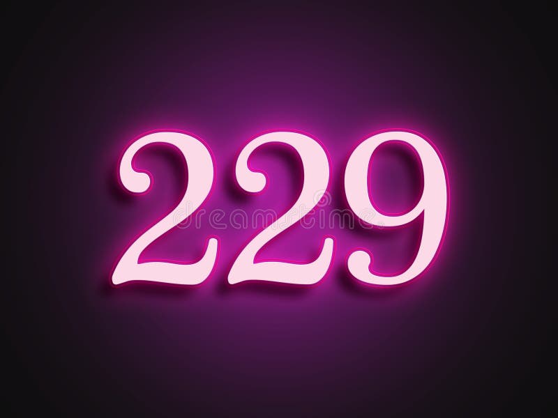 Pink Glowing Neon Light Text Effect of Number 229. Stock Image - Image ...
